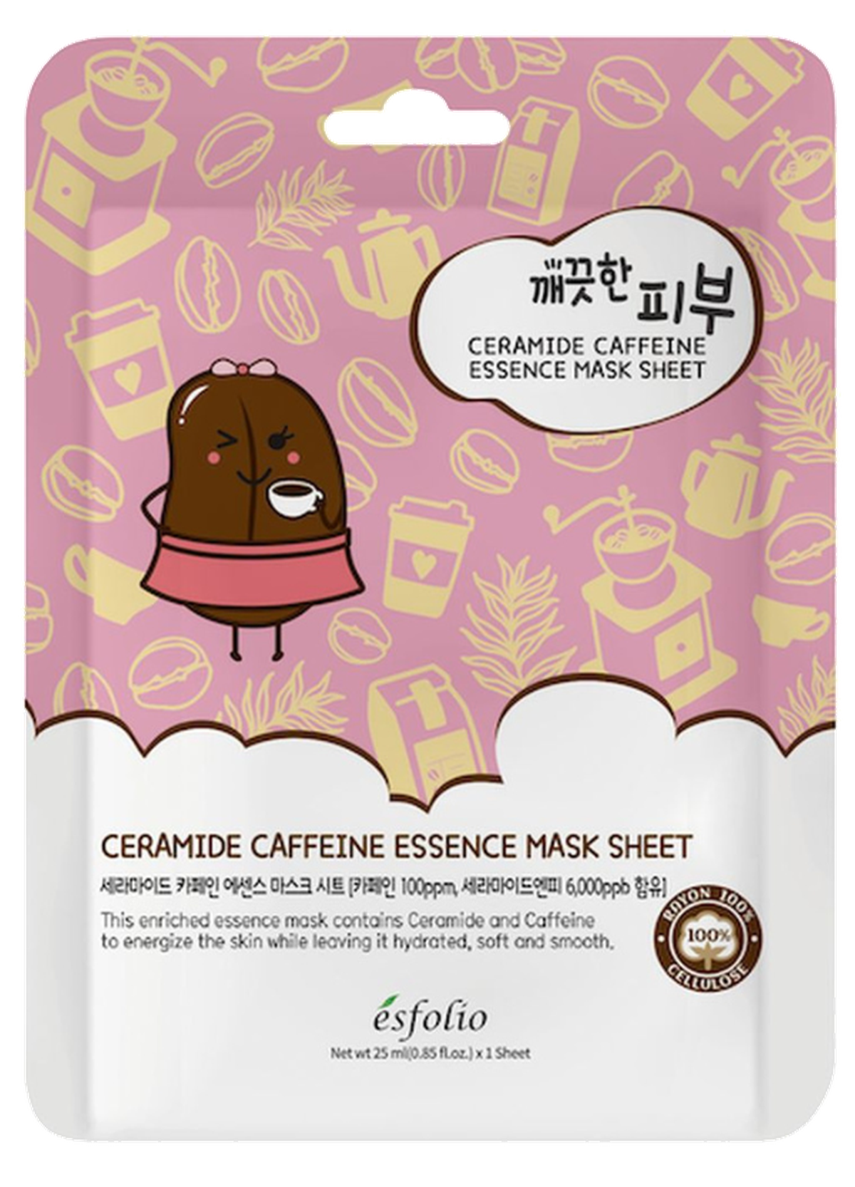 ESFOLIO Pure Skin Ceramide Coffeine Essence auduma sejas maska, 1 gab ...