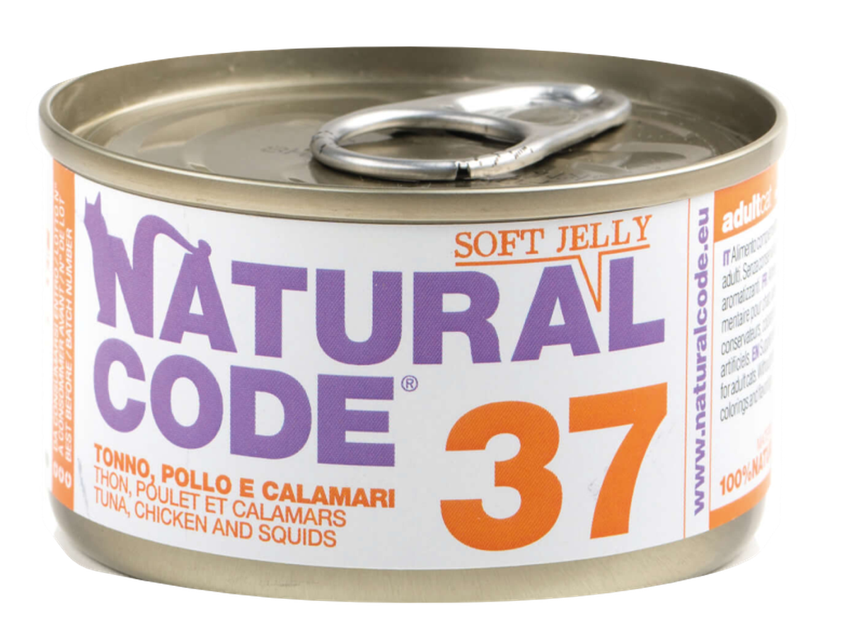 NATURAL CODE 37 Tuna, Chicken And Squids canned food for cats, 85 g ...