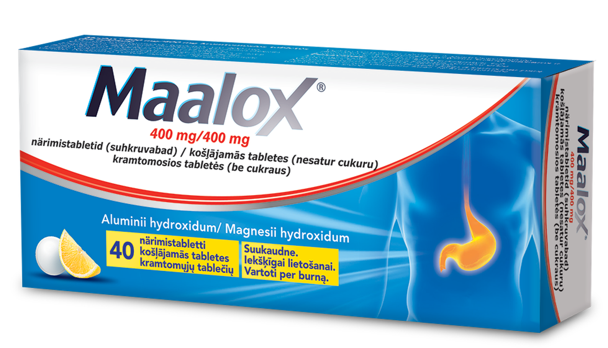 MAALOX 400 mg košļājamās tabletes, 40 gab. - Piegāde visā Latvijā ...