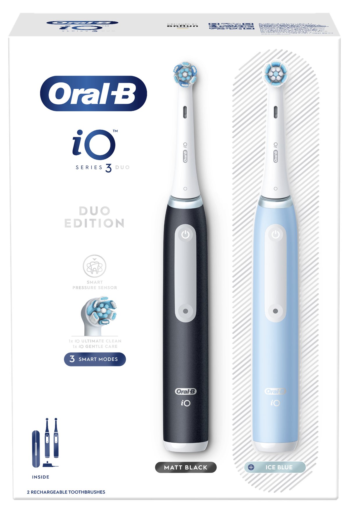 ORAL-B iO3 Duo Matt Black + iO3 Ice Blue elektriskā zobu birste, 2 gab ...
