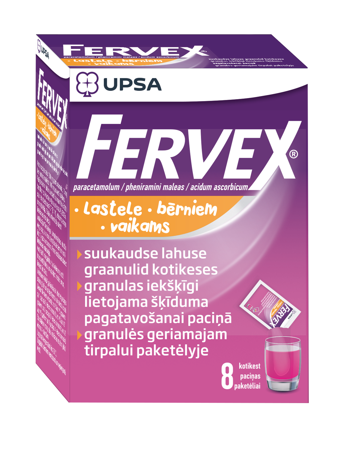 FERVEX BĒRNIEM paciņas, 8 gab. - Piegāde visā Latvijā | Mēness aptieka