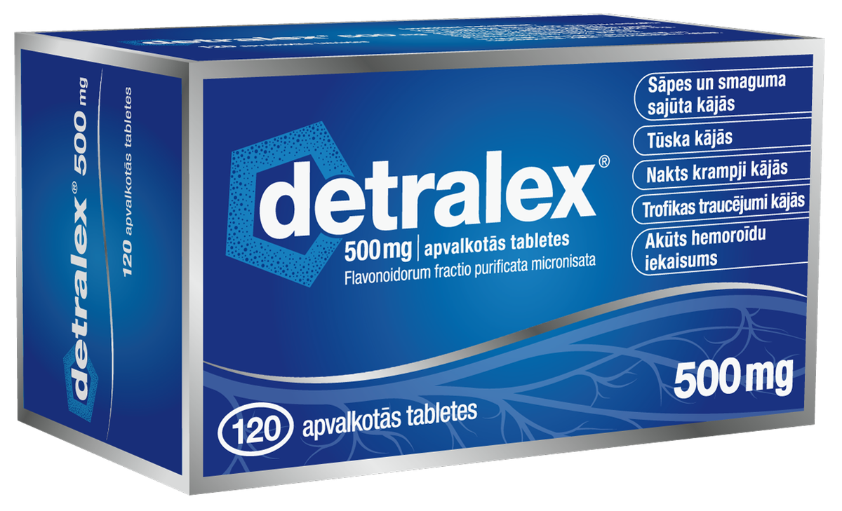 DETRALEX 500 mg tabletes, 120 gab. - Piegāde visā Latvijā | Mēness aptieka