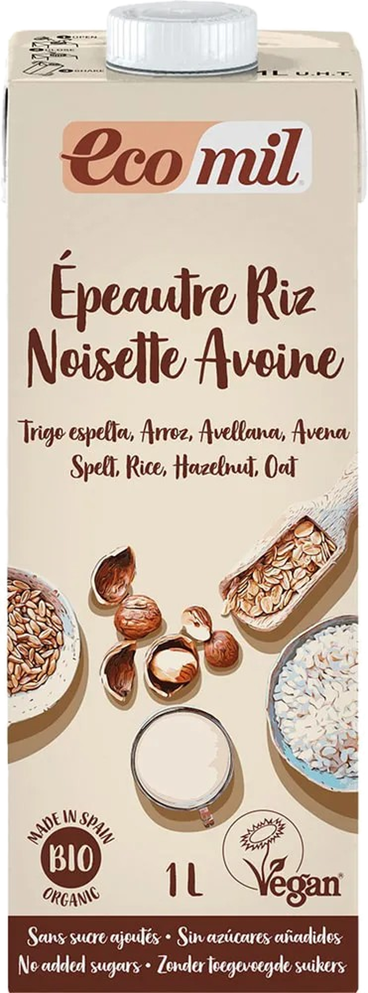 ECOMIL Bio Spelt Rice, Oat, Hazelnut dzēriens, 1000 ml - Piegāde visā ...
