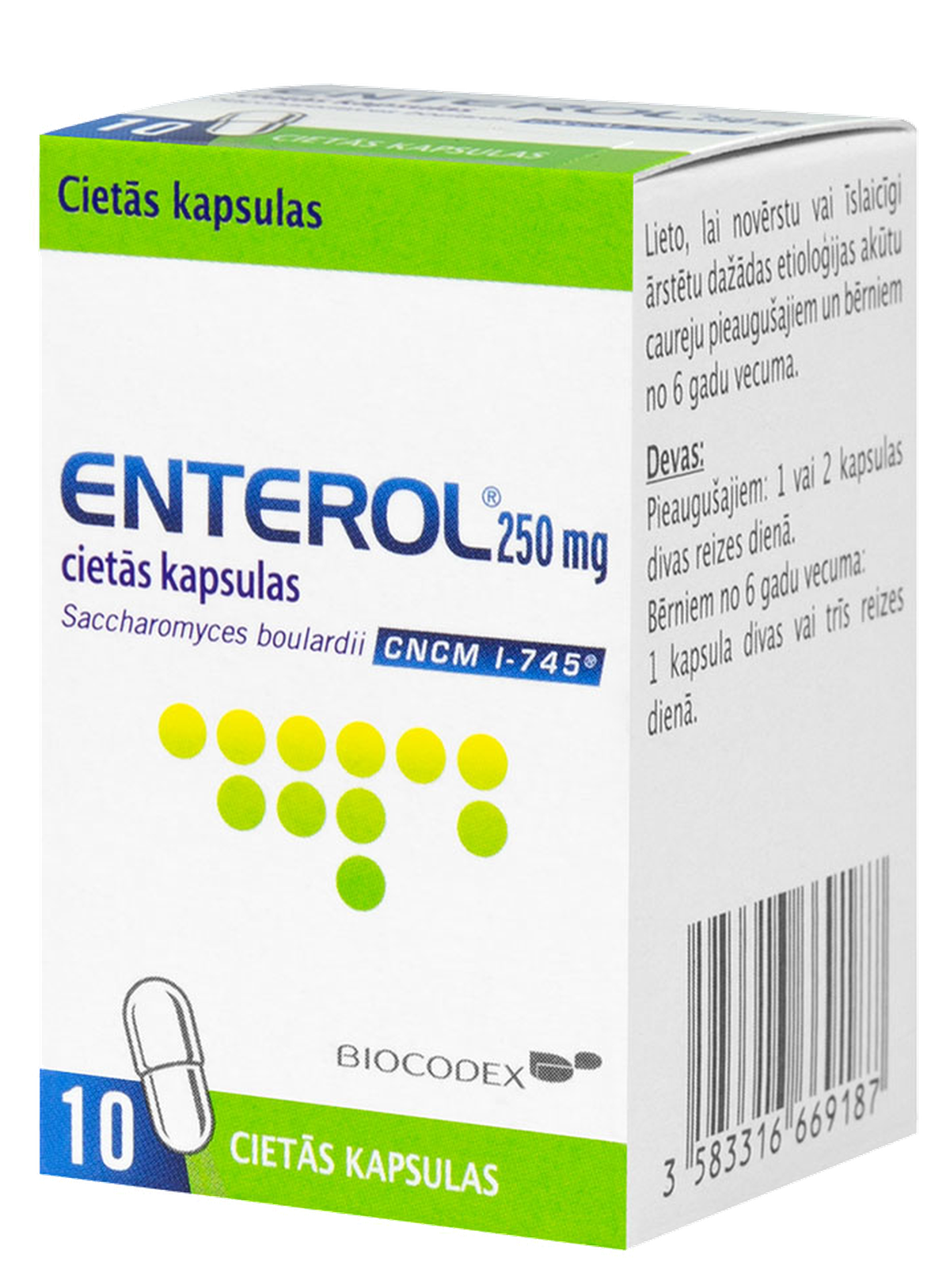 ENTEROL 250 mg hard capsules, 10 pcs. | Mēness aptieka