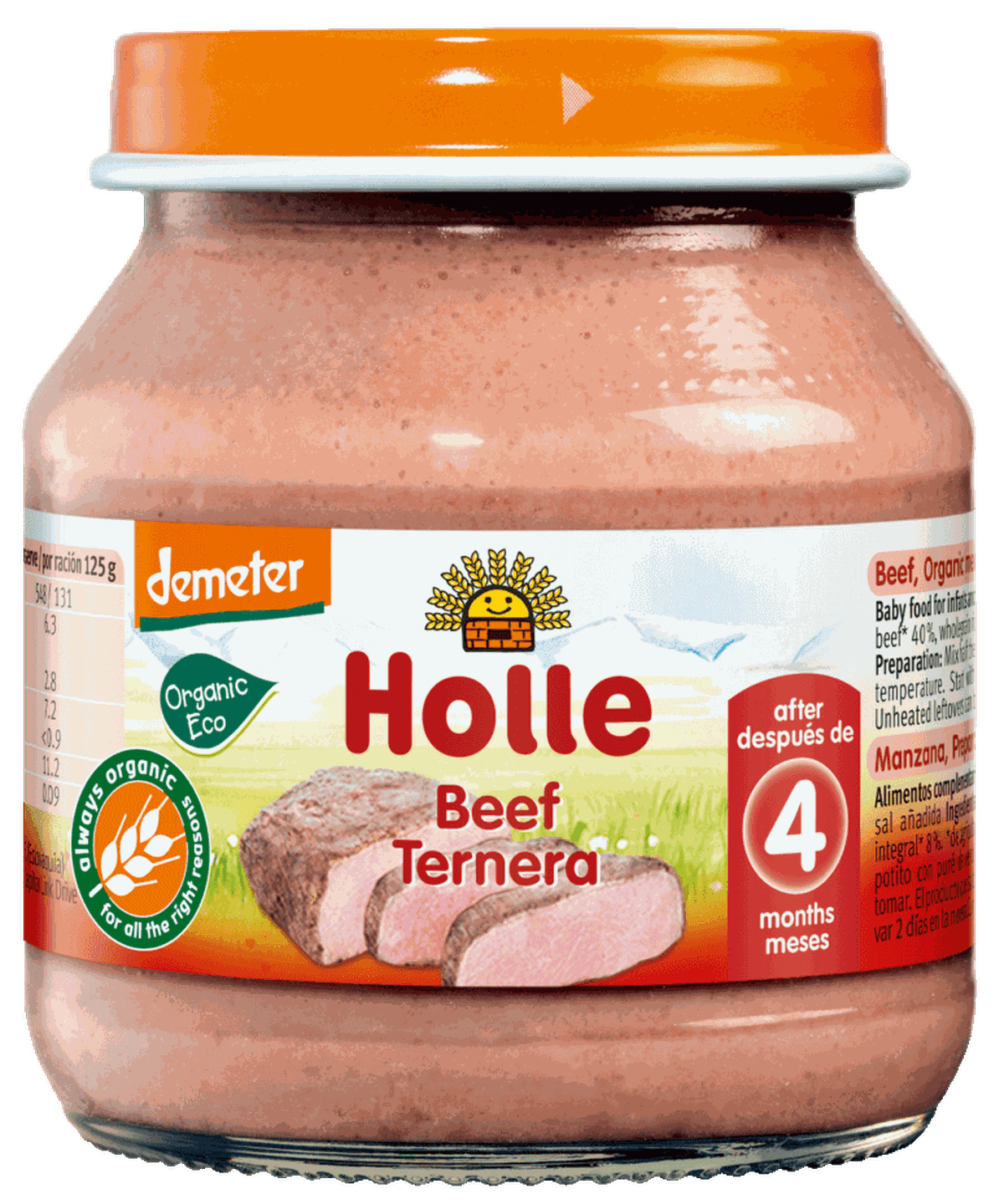 HOLLE from 4 mon. Beef puree, 125 g | Mēness aptieka