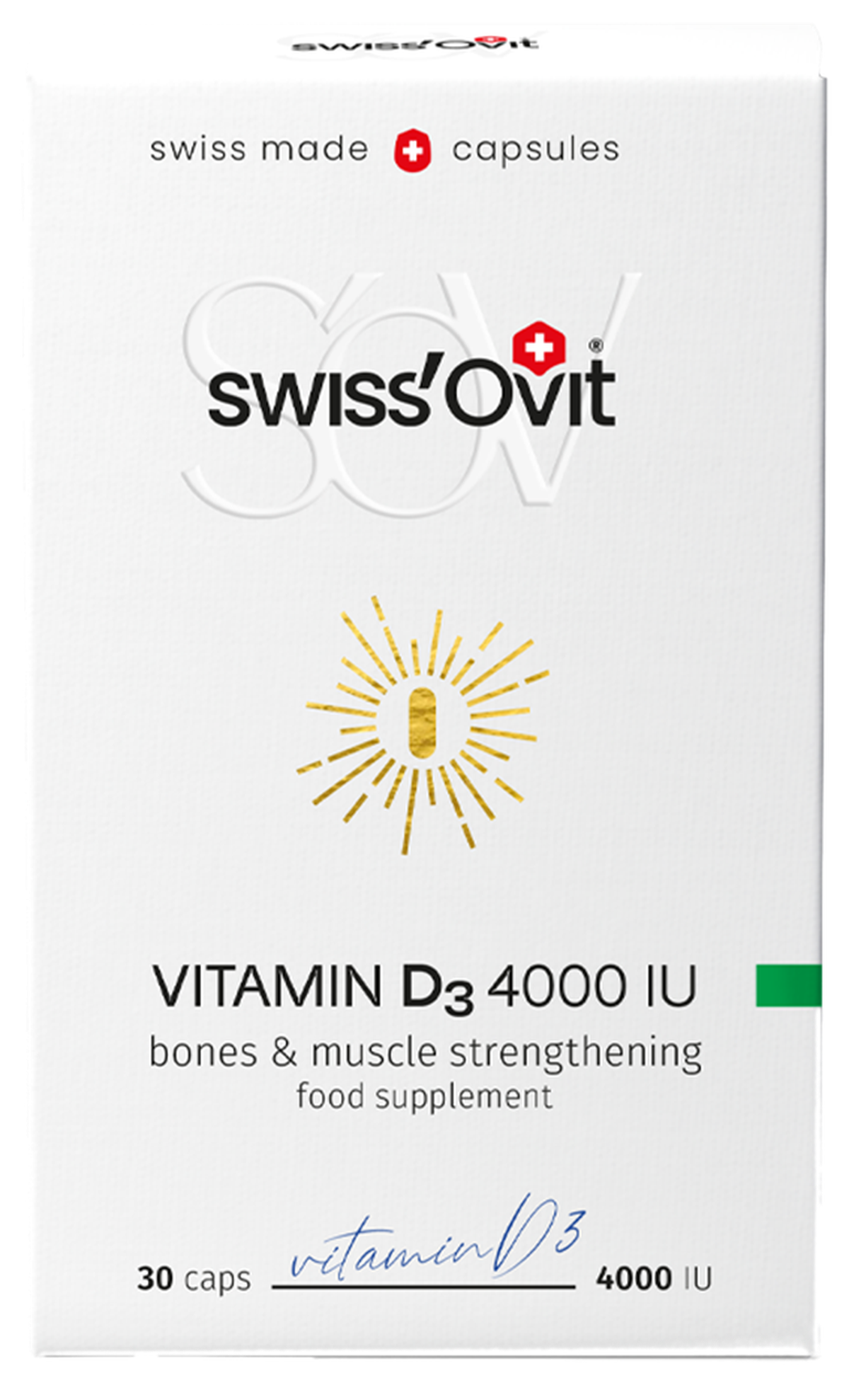 SWISS OVIT Vitamin D3 4000 IU softgel capsules, 30 pcs. | Mēness aptieka