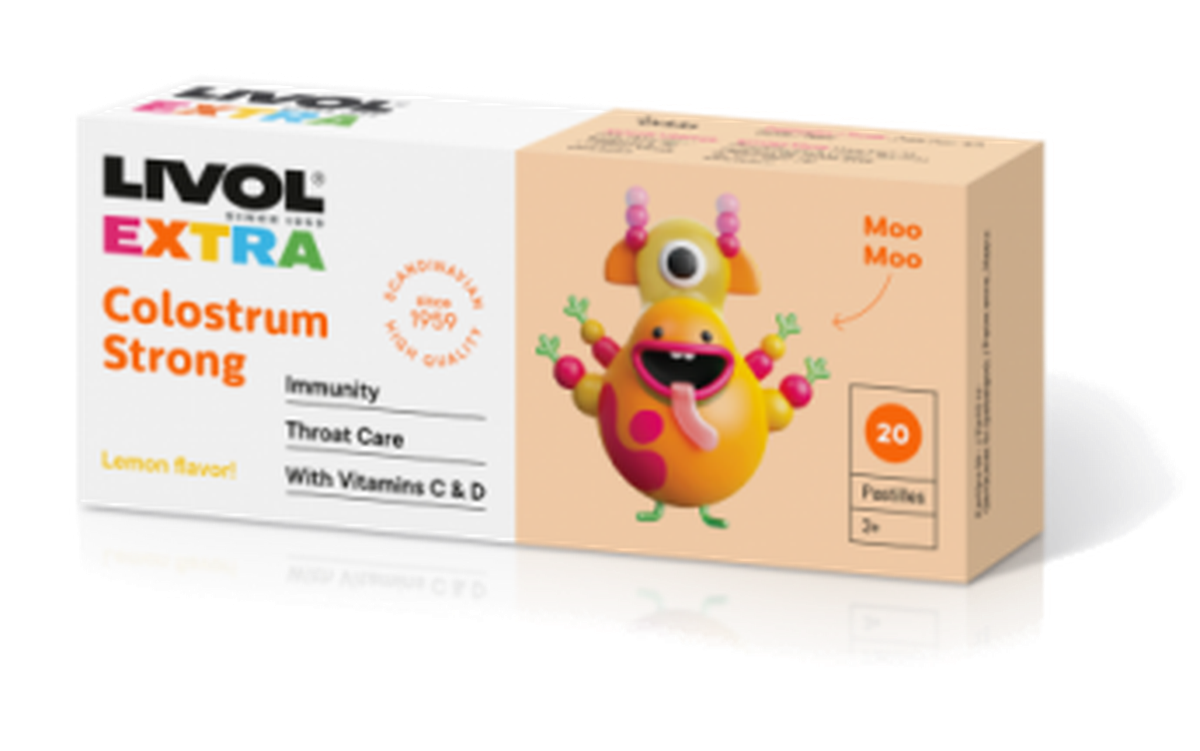 LIVOL Extra Colostrum Strong Lemon sūkājamās tabletes, 20 gab ...