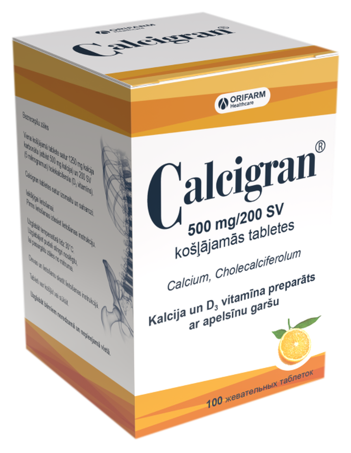 CALCIGRAN 500 mg/200 SV chewable tablets, 100 pcs. | Mēness aptieka