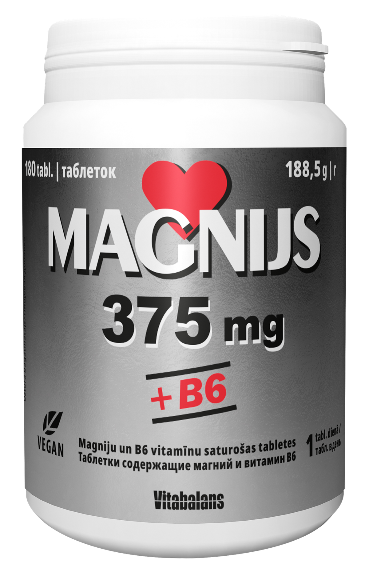VITABALANS Magnijs 375 mg + B6 tabletes, 180 gab. - Piegāde visā ...