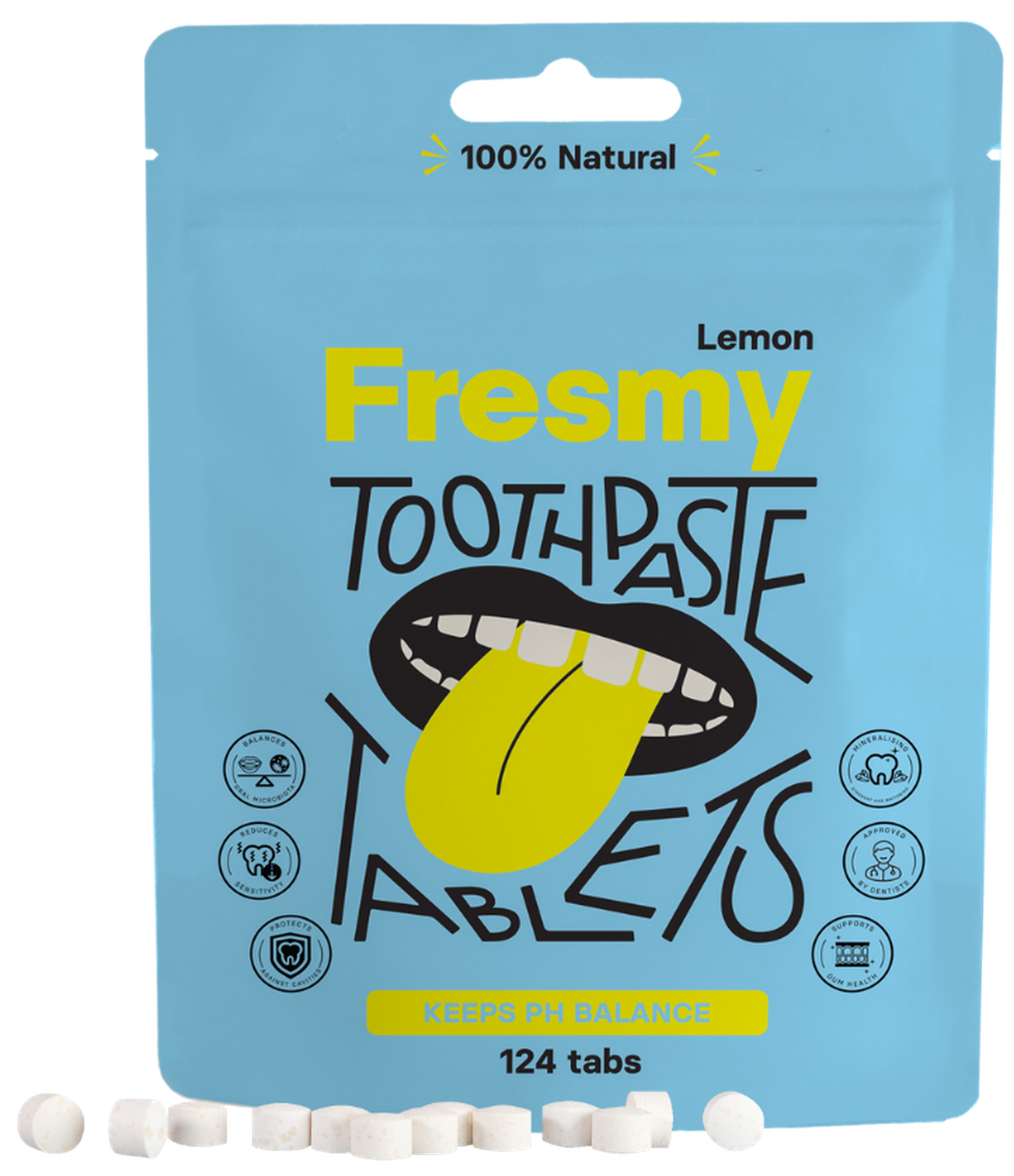 FRESMY Lemon toothpaste tablets, 124 pcs. | Mēness aptieka