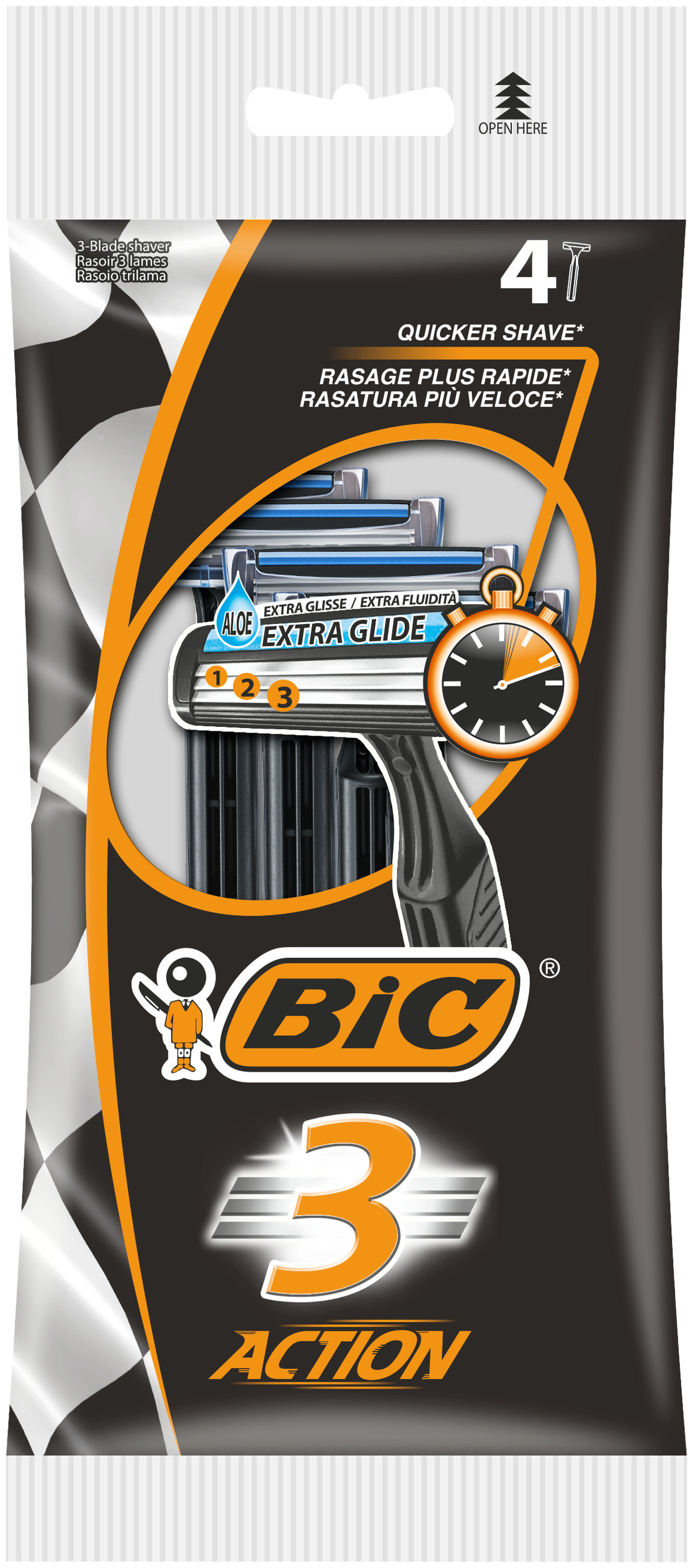 BIC 3 Action disposable razors, 4 pcs. | Mēness aptieka