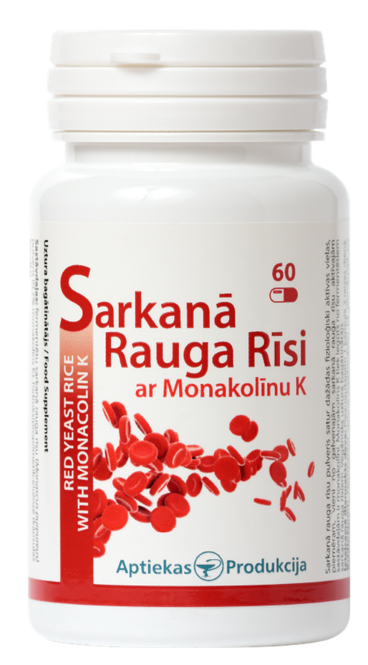 APTIEKAS PRODUKCIJA Red Yeast Rice with Monacolin K capsules, 60 pcs ...