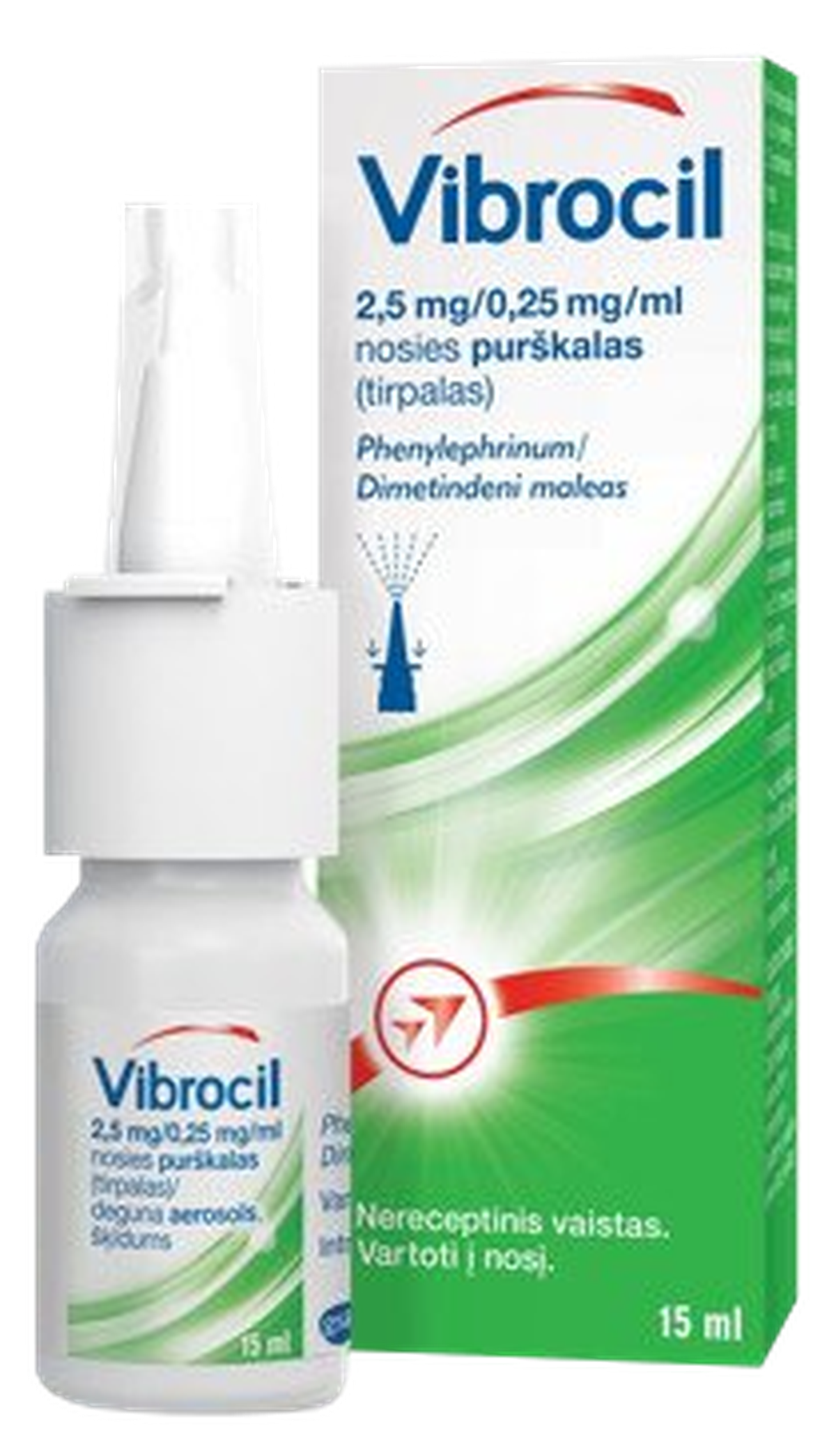 VIBROCIL 2.5mg/0.25mg/ml nasal spray, 15 ml | Mēness aptieka