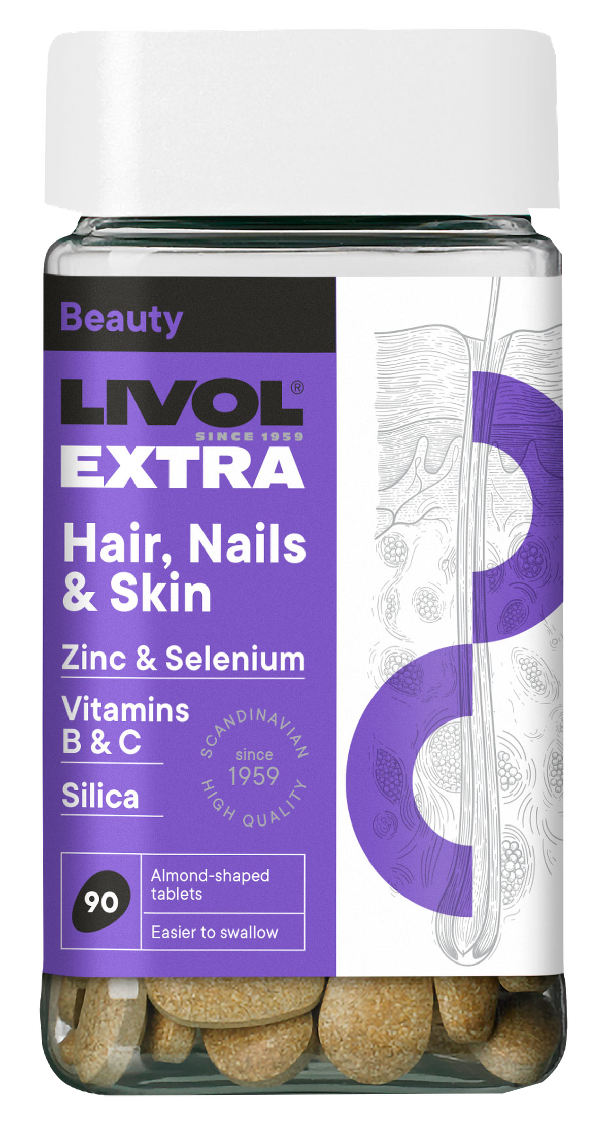 LIVOL Extra Hair, Nails & Skin tabletes, 90 gab. - Piegāde visā Latvijā ...