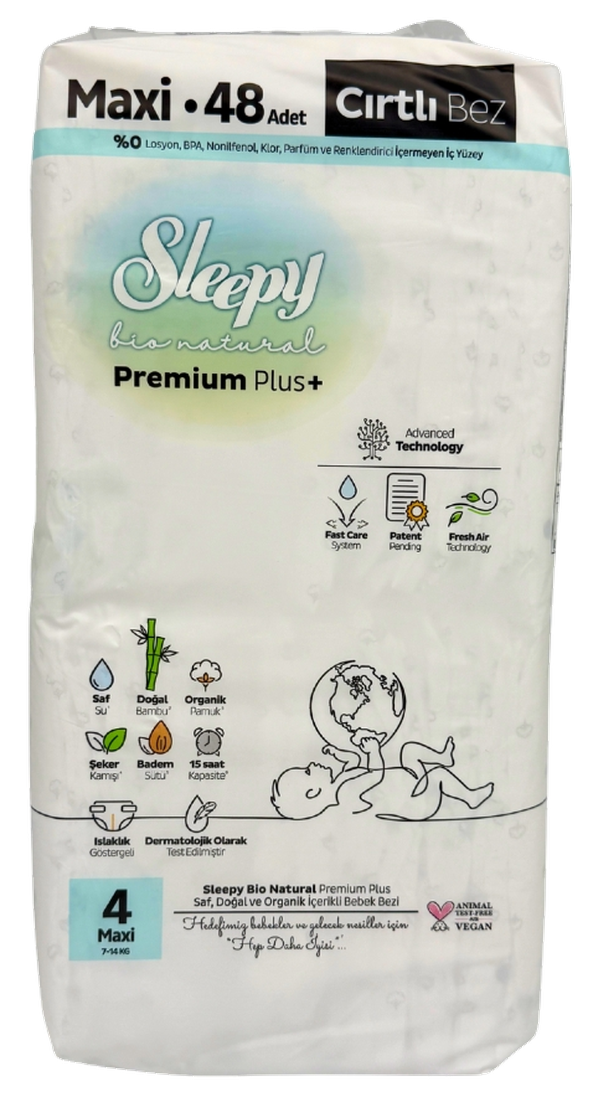 SLEEPY Diapers Sleepy BIO Natural Maxi 7-14kg diapers, 48 pcs. | Mēness ...