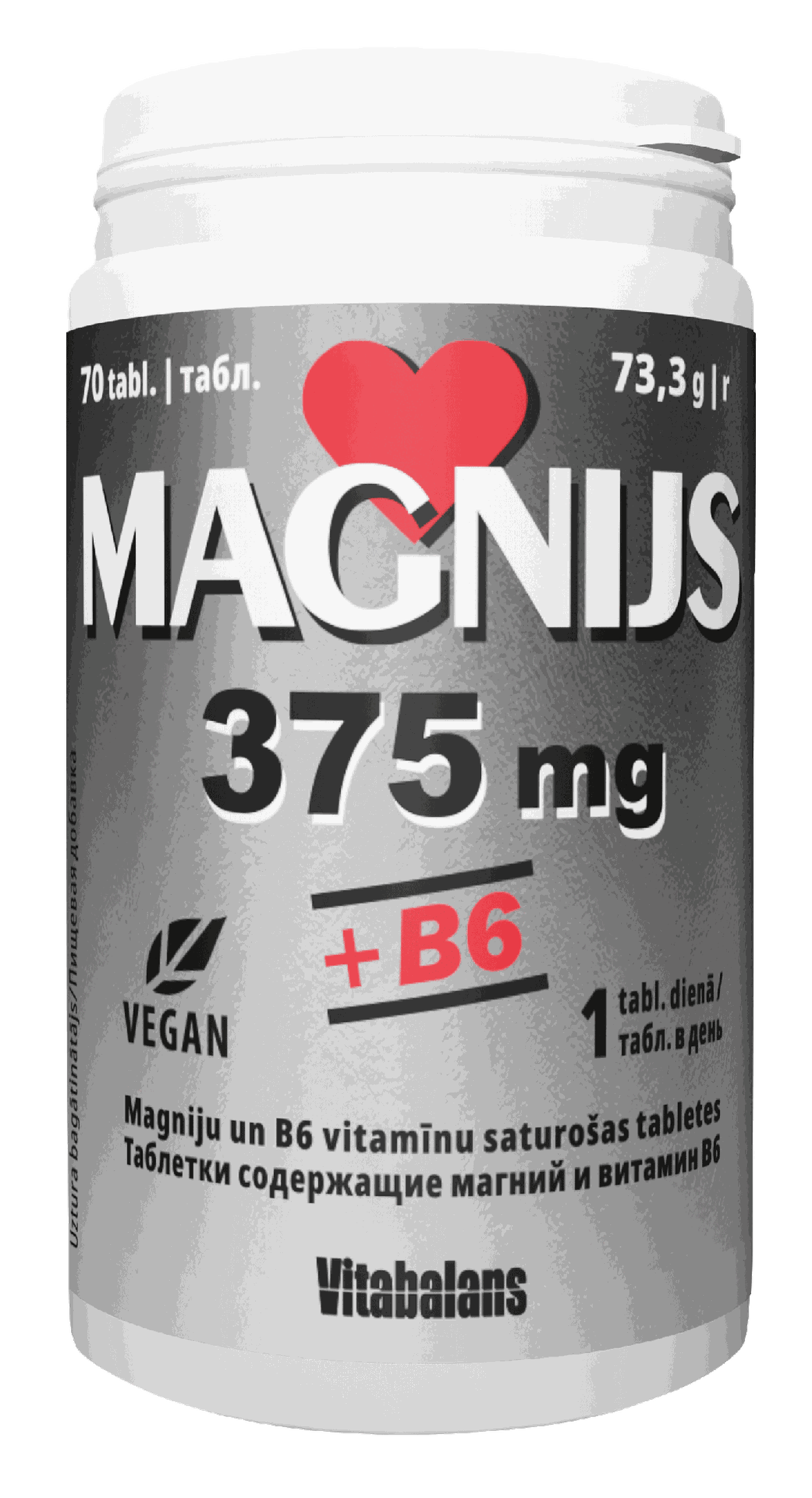 VITABALANS Magnijs 375 mg + B6 tabletes, 70 gab. - Piegāde visā Latvijā ...