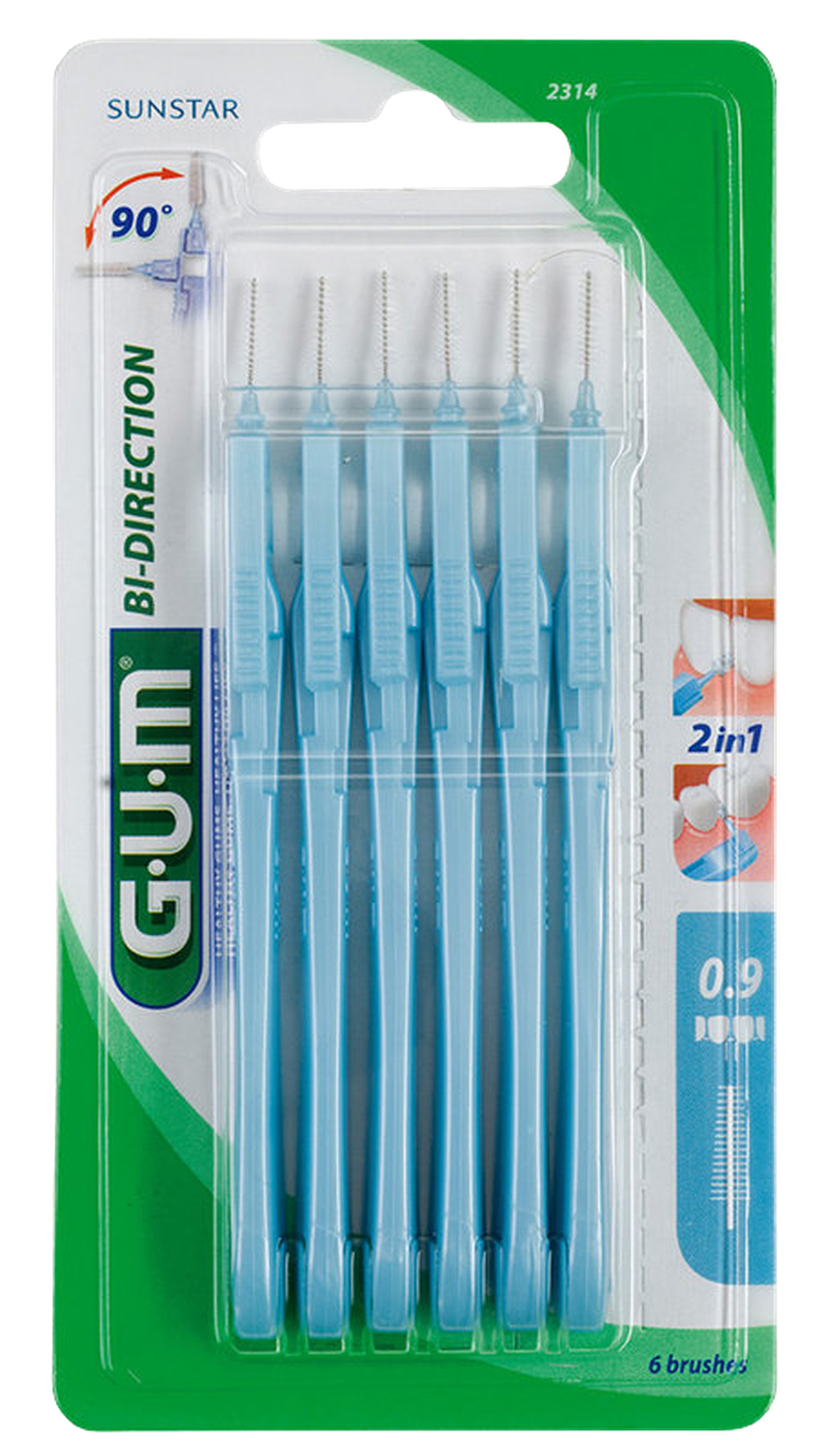 GUM BI-Direction 0.9 mm interdental brush, 6 pcs. | Mēness aptieka