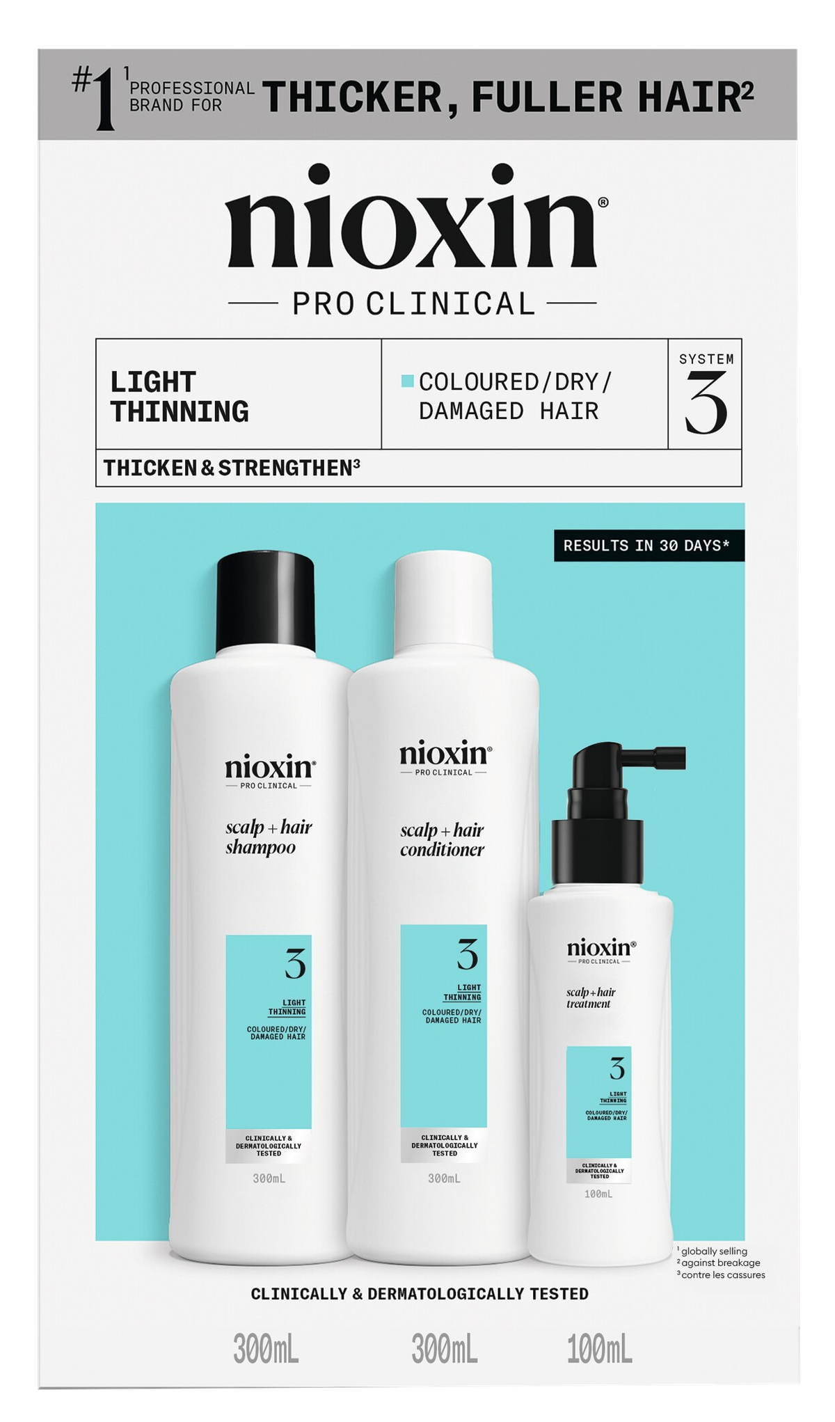 NIOXIN Hair Care System 3 Kit for Colored Hair with Light Thinning set ...