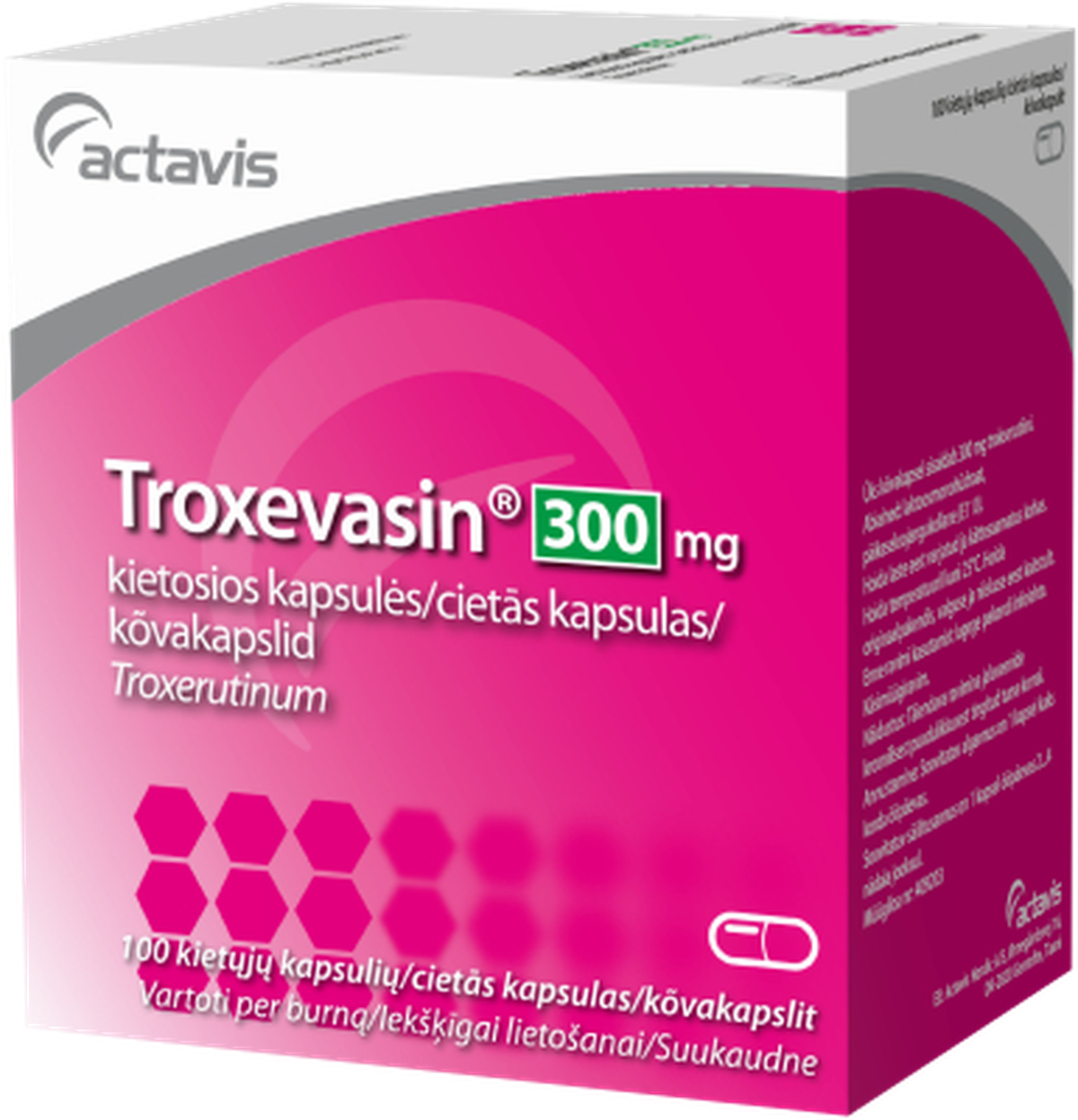 TROXEVASIN 300 mg hard capsules, 100 pcs. | Mēness aptieka
