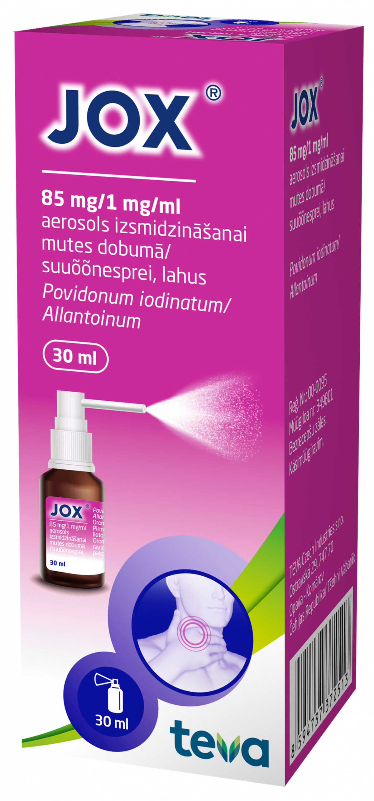 JOX 85 мг/1 мг/мл аэрозоль, 30 мл | Mēness aptieka