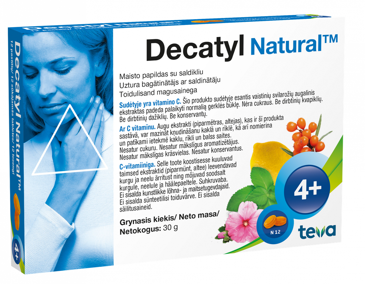 DECATYL Natural lozenges, 12 pcs. | Mēness aptieka