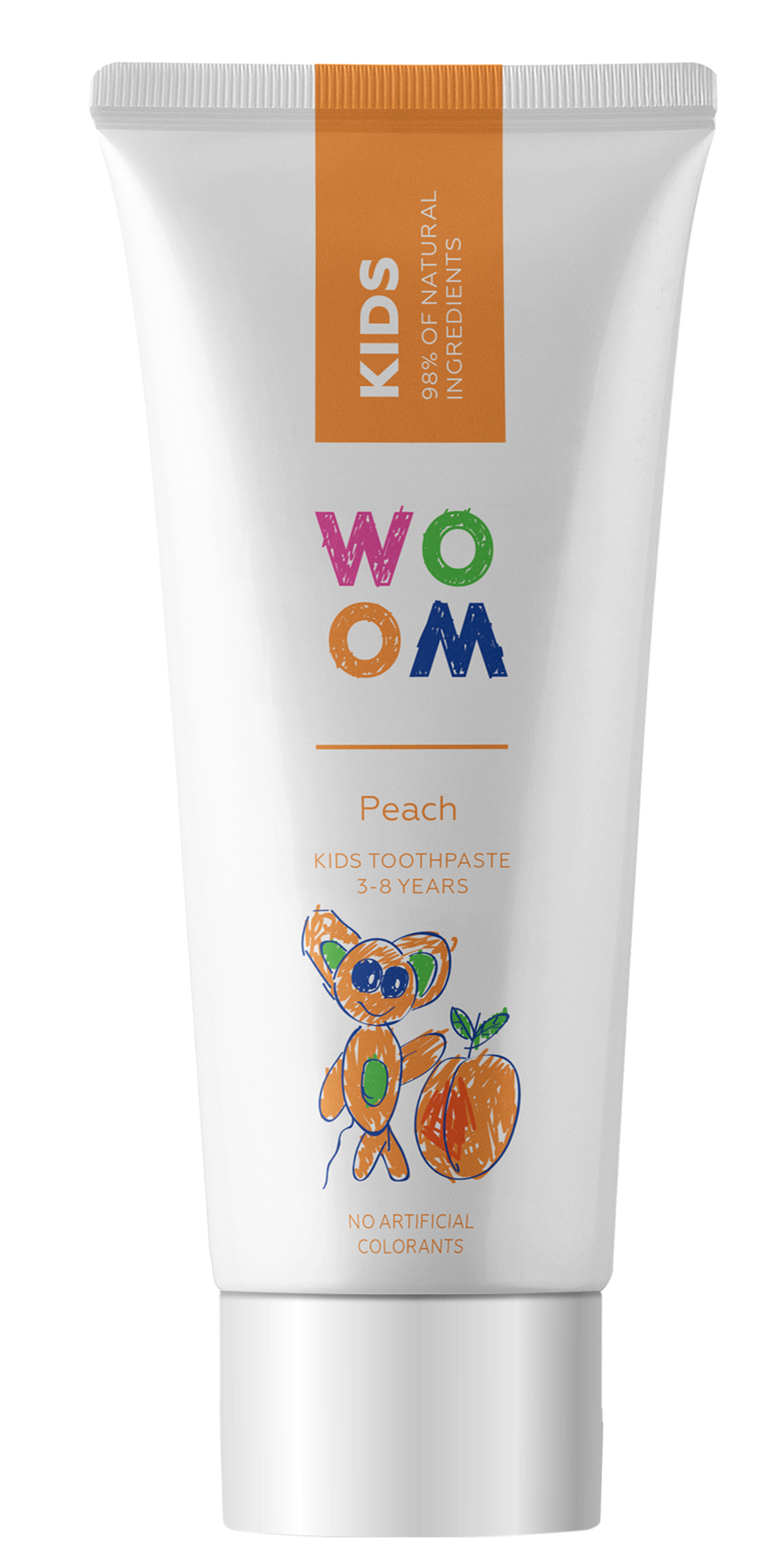 WOOM Kids Peach 3-8 years toothpaste, 50 ml | Mēness aptieka