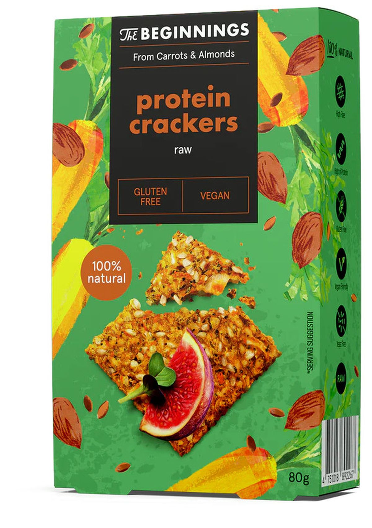 THE BEGINNINGS Protein crackers, 80 g | Mēness aptieka