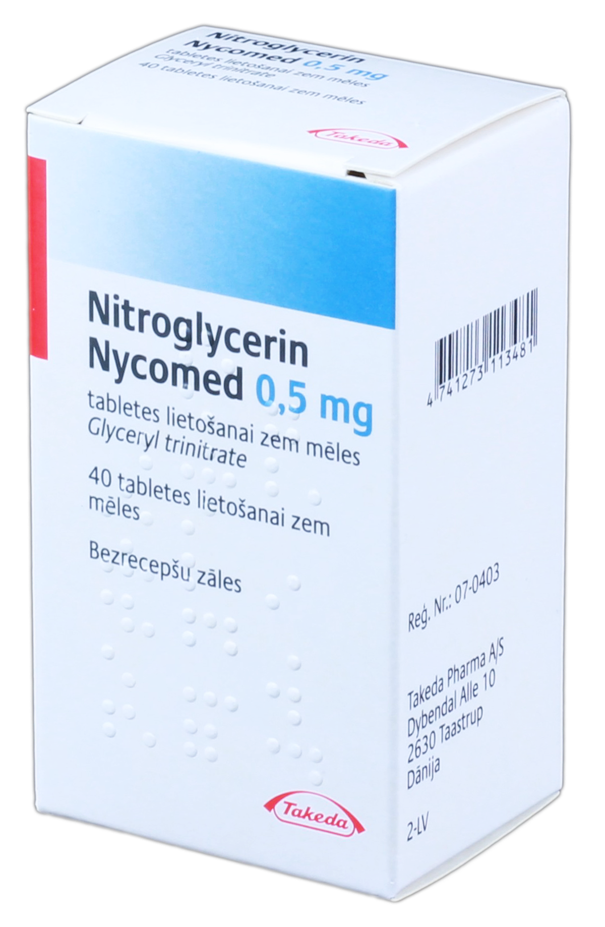 NITROGLYCERIN Nycomed 0,5 mg tablets, 40 pcs. | Mēness aptieka