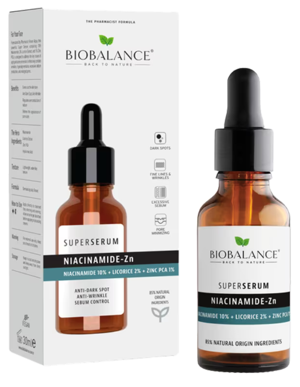 BIOBALANCE Niacinamide-Zn Super serum, 30 ml | Mēness aptieka