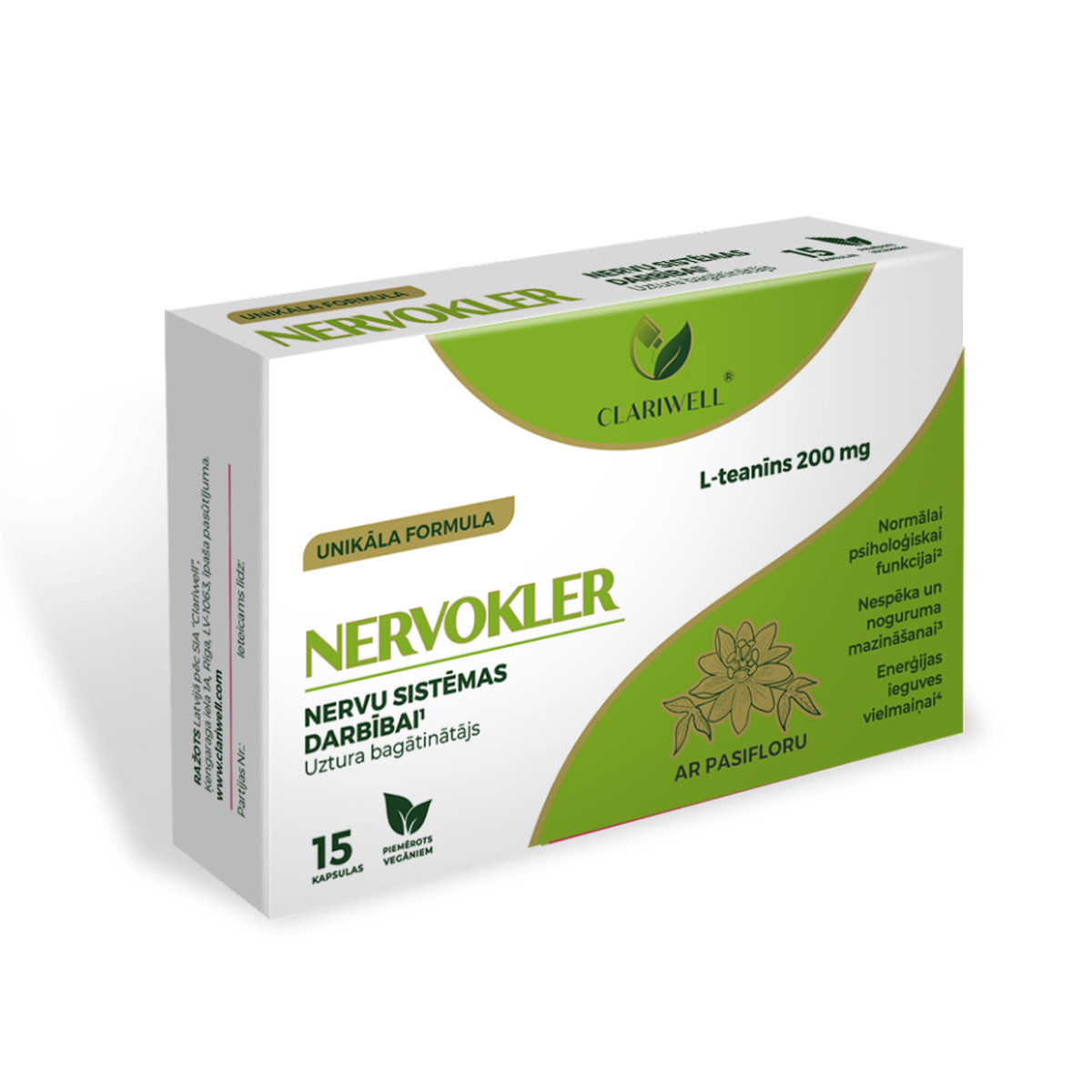 CLARIWELL Nervokler for Nervous System capsules, 15 pcs. | Mēness aptieka