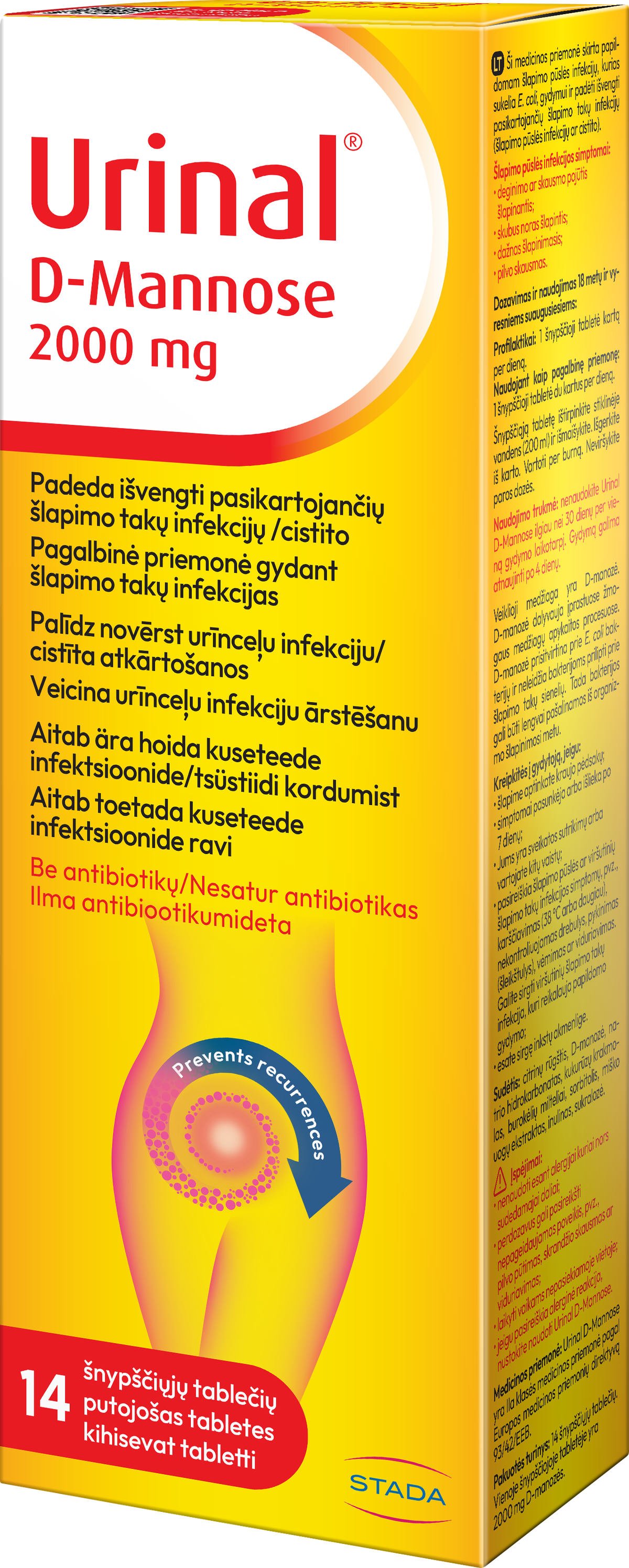 URINAL D Mannose effervescent tablets, 14 pcs. | Mēness aptieka