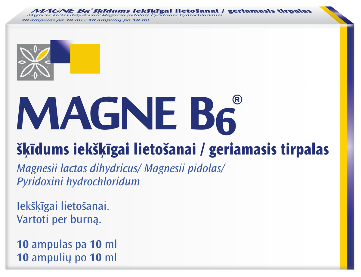 MAGNE B6 (Magnijs) šķīdums iekšķīgai lietošanai, ampulas, 10 gab. - Piegāde visā Latvijā ...
