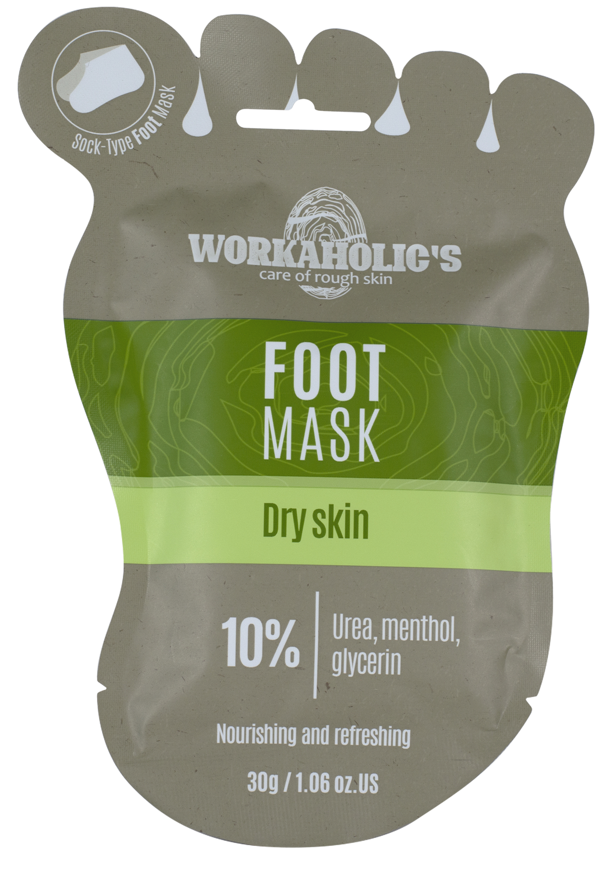 WORKAHOLICS With Urea (20%) And Menthol foot mask, 1 pair | Mēness aptieka