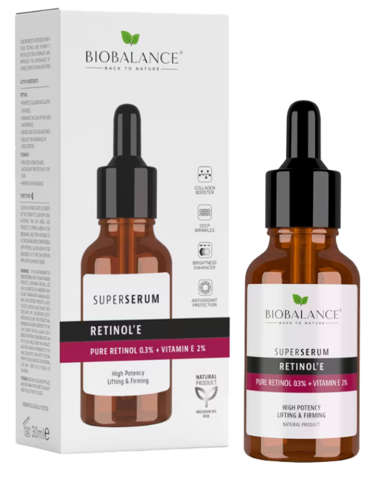 BIOBALANCE Retinol + Vitamin E Super serums, 30 ml - Piegāde visā ...