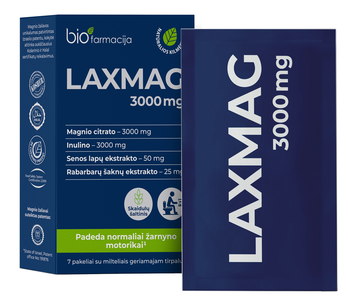BIOFARMACIJA Laxmag 3000 mg sachets, 7 pcs. | Mēness aptieka