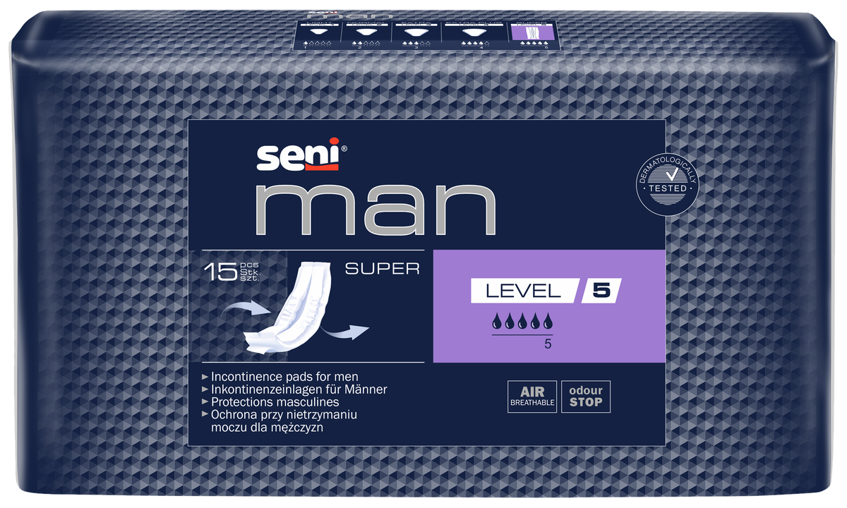 SENI Man Super (Level 5) uroloģiskie ieliktņi, 15 gab. - Piegāde visā ...