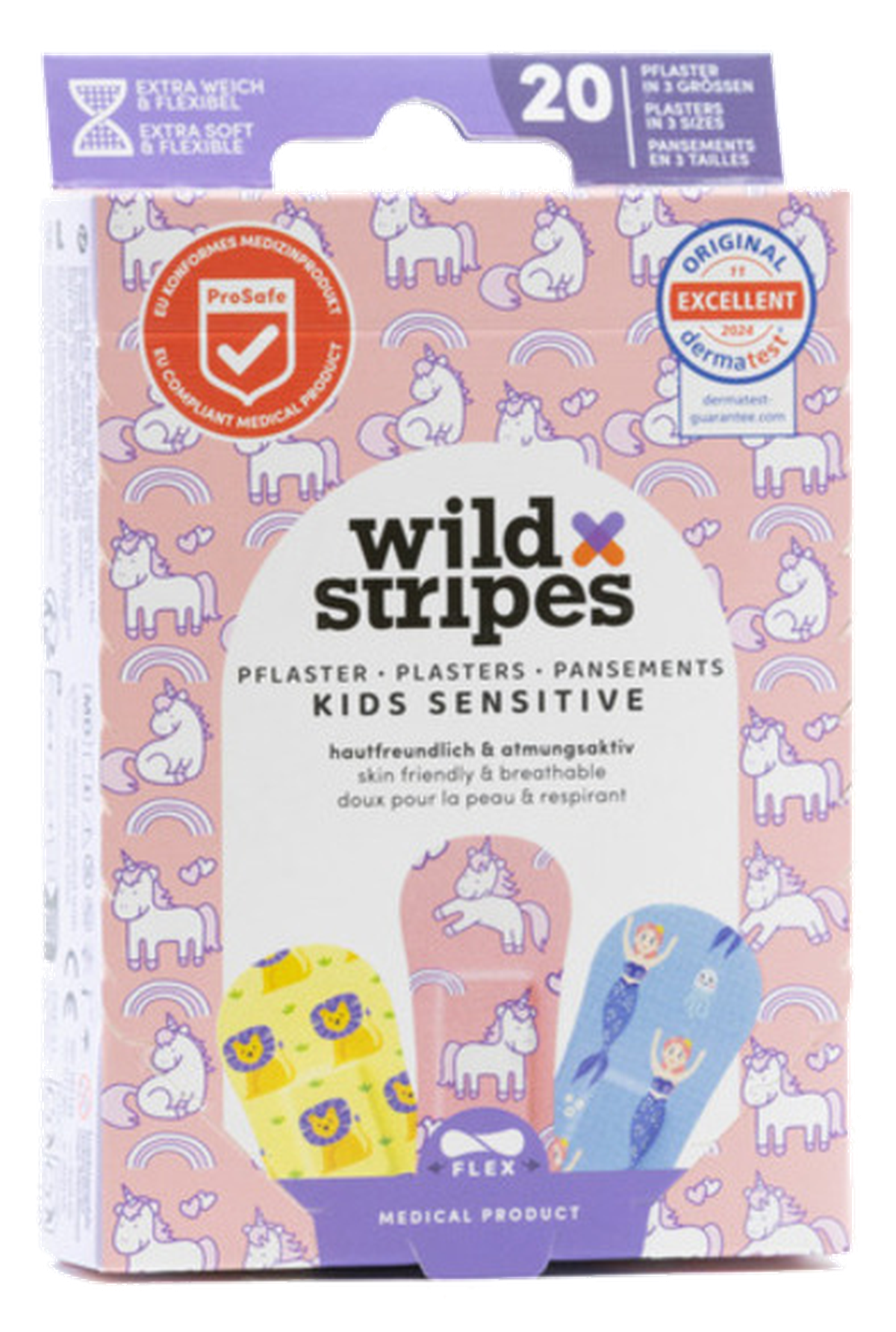 WILD STRIPES Kids Sensitive Fantasy plāksteris, 20 gab. - Piegāde visā ...