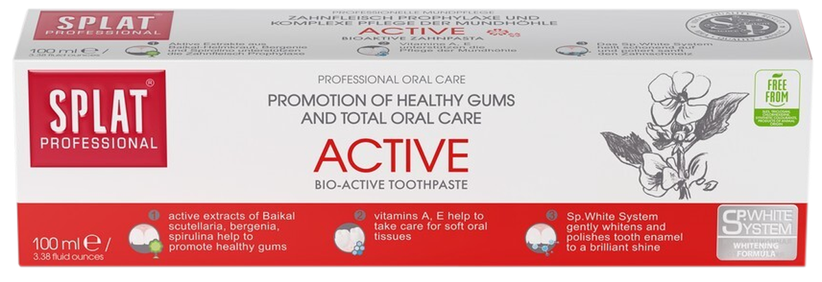 SPLAT Professional Active зубная паста, 100 мл | Mēness aptieka