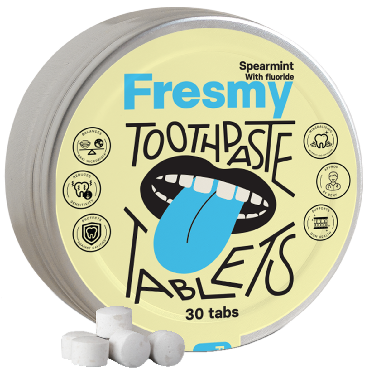 FRESMY Spearmint toothpaste tablets, 30 pcs. | Mēness aptieka