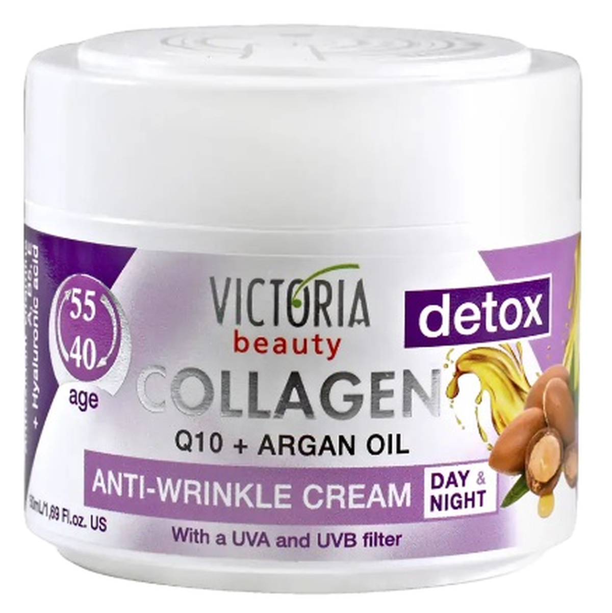 VICTORIA BEAUTY Detox With Q10, Hyaluronic Acid, Argan oil, UVA and UVB ...