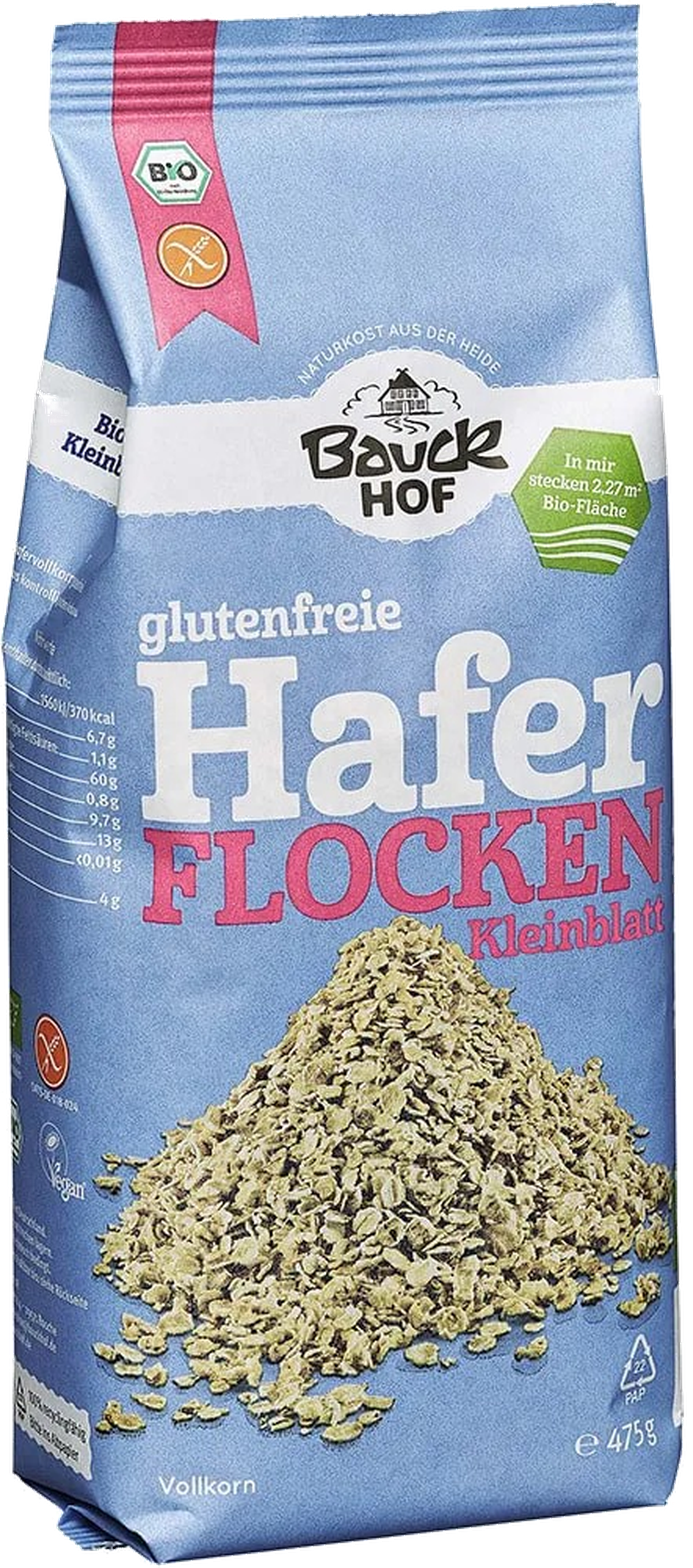 BAUCK HOF bez glutēna, ekoloģiskas, smalcinātas, auzu pārslas, 475 g ...