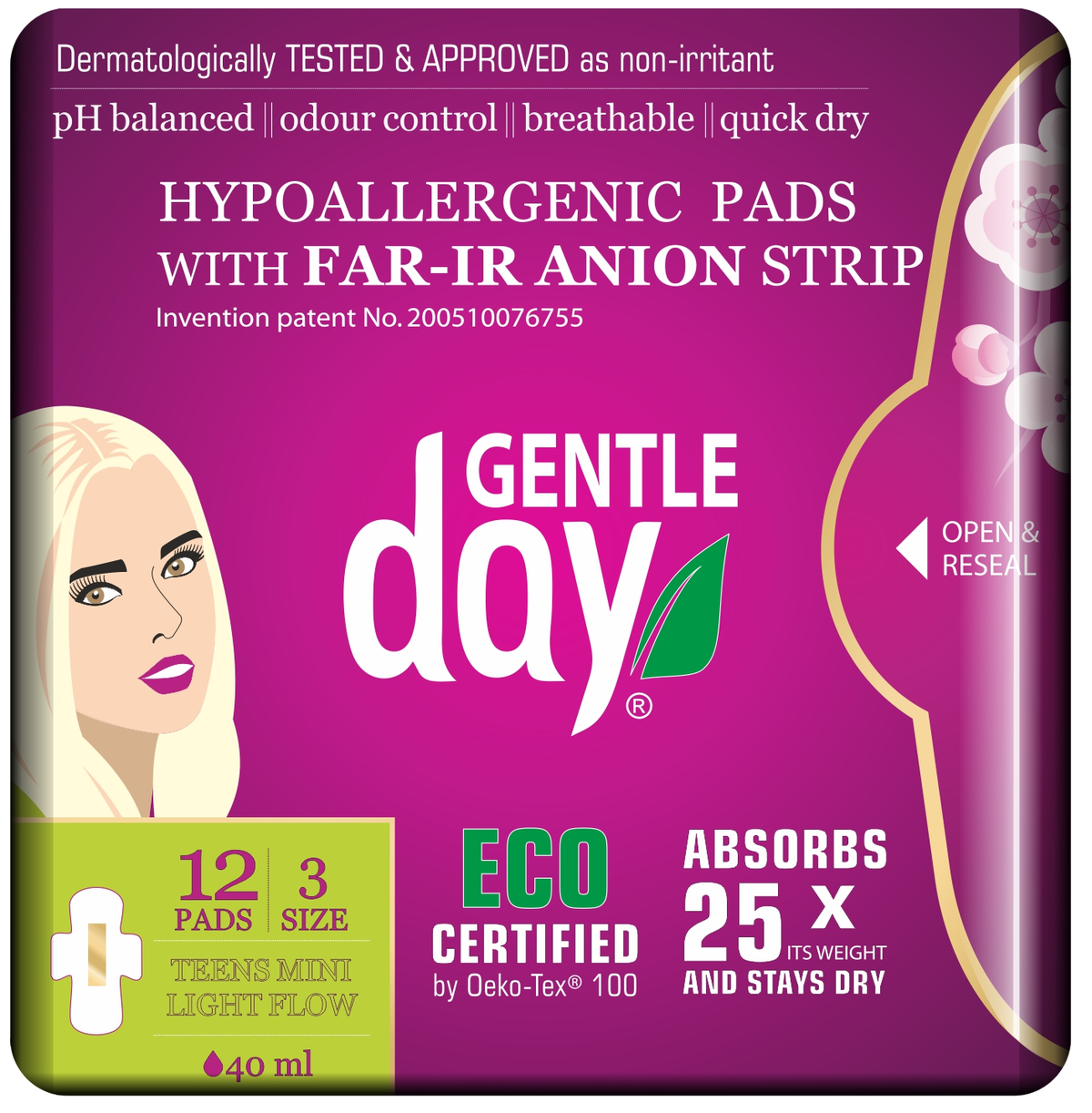 GENTLE DAY Teens Mini pads, 12 ml | Mēness aptieka