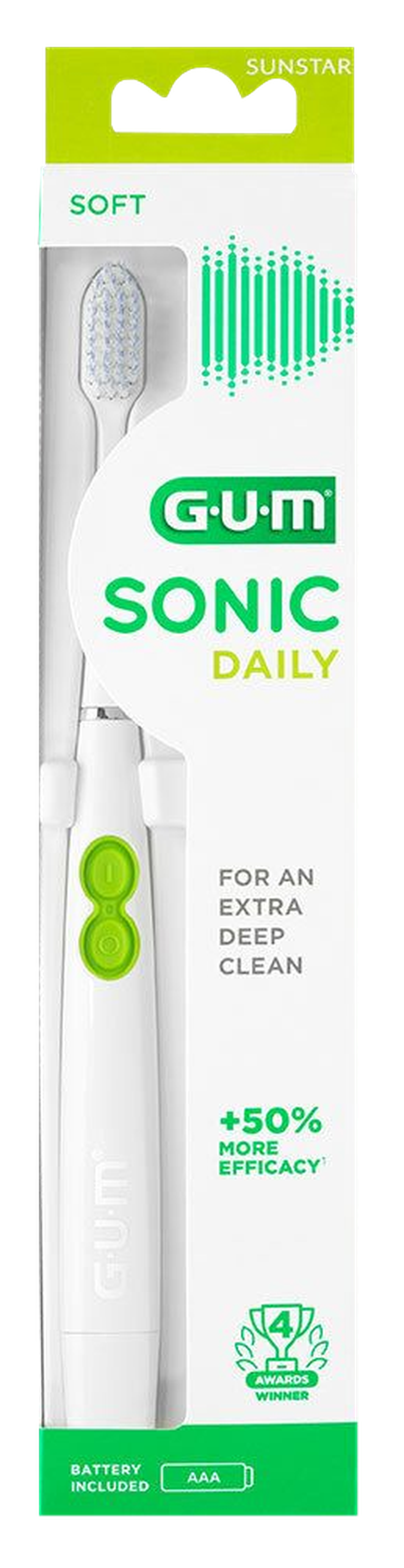 GUM Sonic Daily Power Soft (balta) elektriskā zobu birste, 1 gab ...