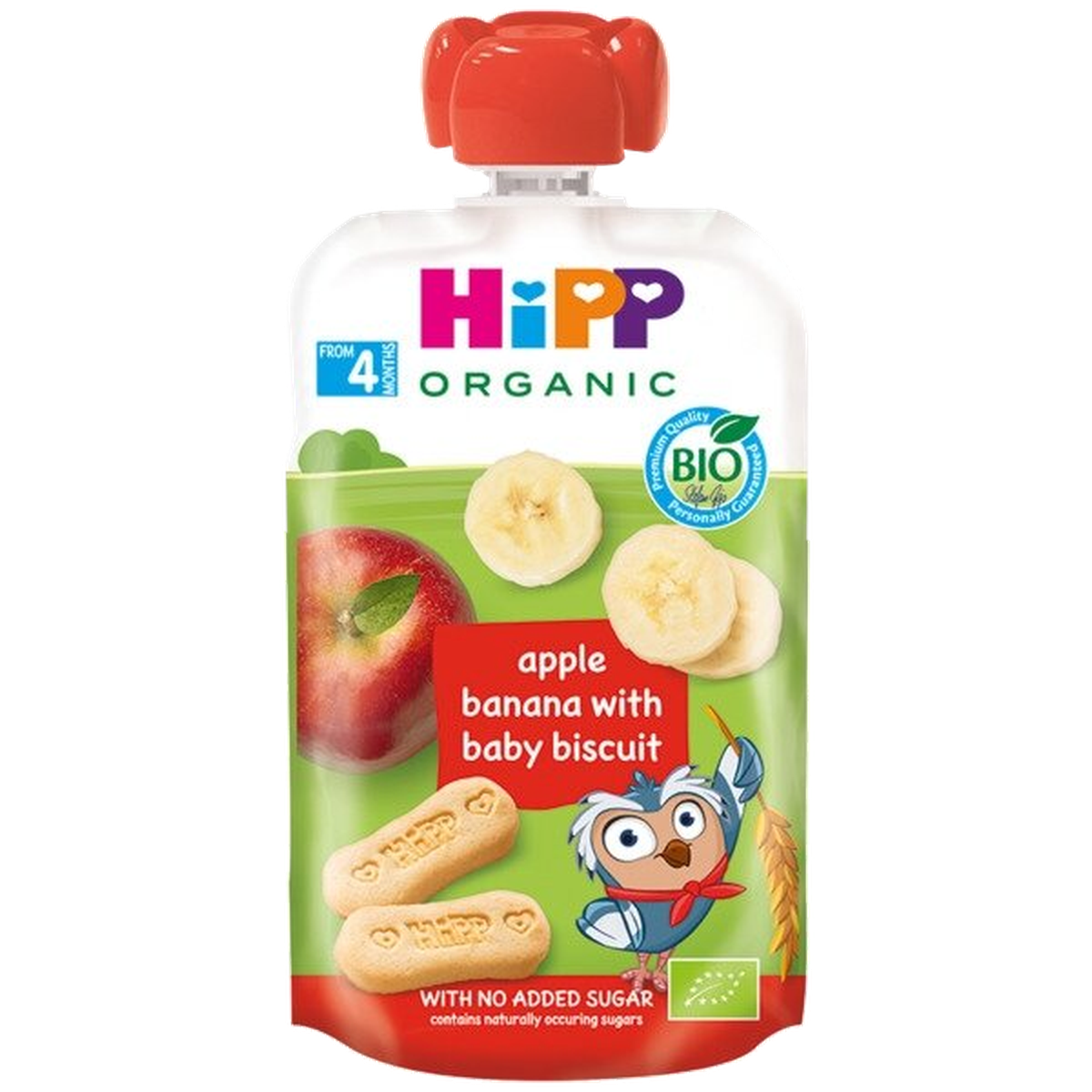 HIPP Organic Apple Banana & Baby Biscuit (4+) puree, 100 g | Mēness aptieka