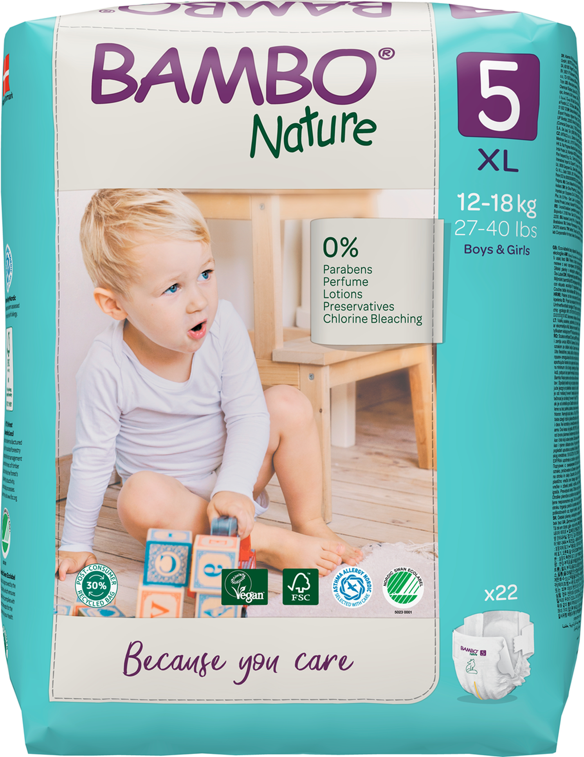 BAMBO NATURE Nature XL-5 (12-18 kg) autiņbiksītes, 22 gab. - Piegāde ...
