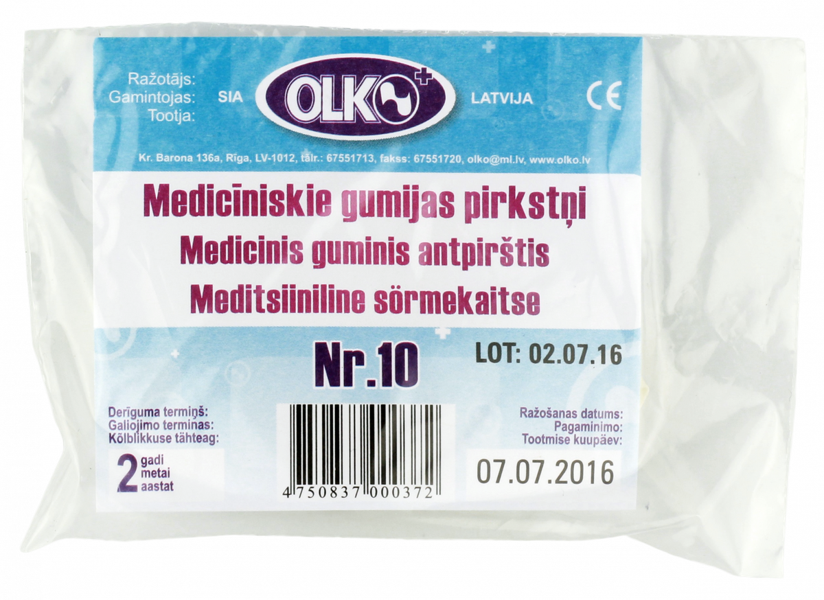 OLKO Medical медицинские резиновые напальчники, 10 шт. | Mēness aptieka