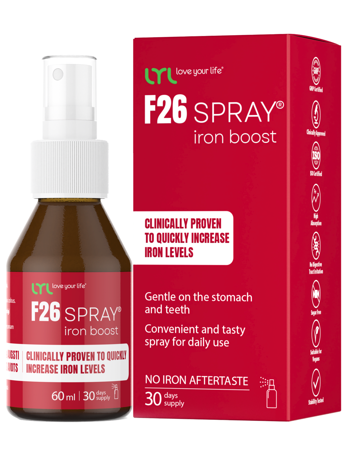 LYL F26 SPRAY iron boost sprejs, 60 ml - Piegāde visā Latvijā | Mēness aptieka