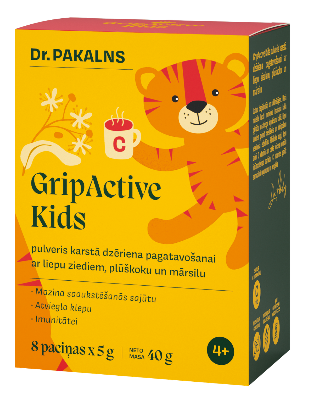 DR. PAKALNS Gripactive Kids Ar Liepu Ziediem, Plūškoku Un Mārsilu ...