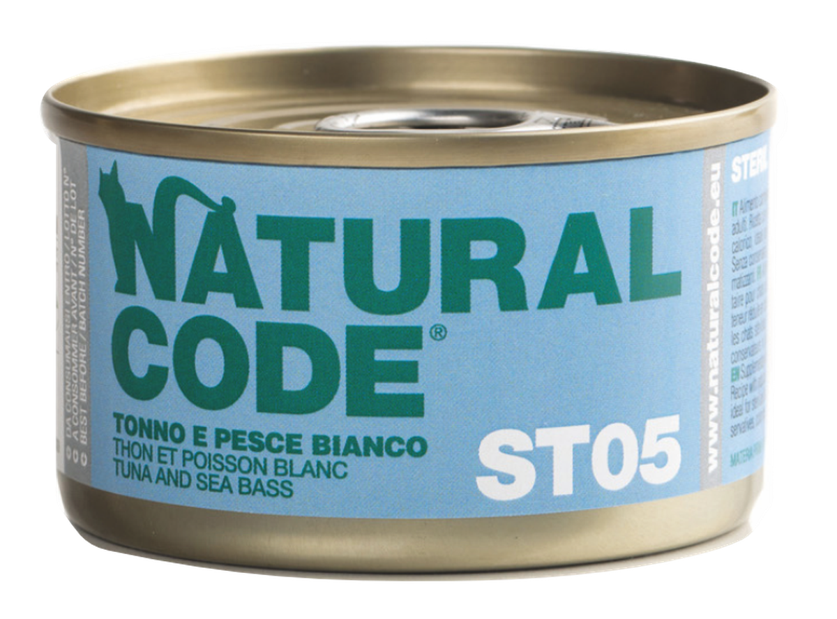 NATURAL CODE ST05 Tuna And Sea Bass canned food for cats, 85 g | Mēness ...