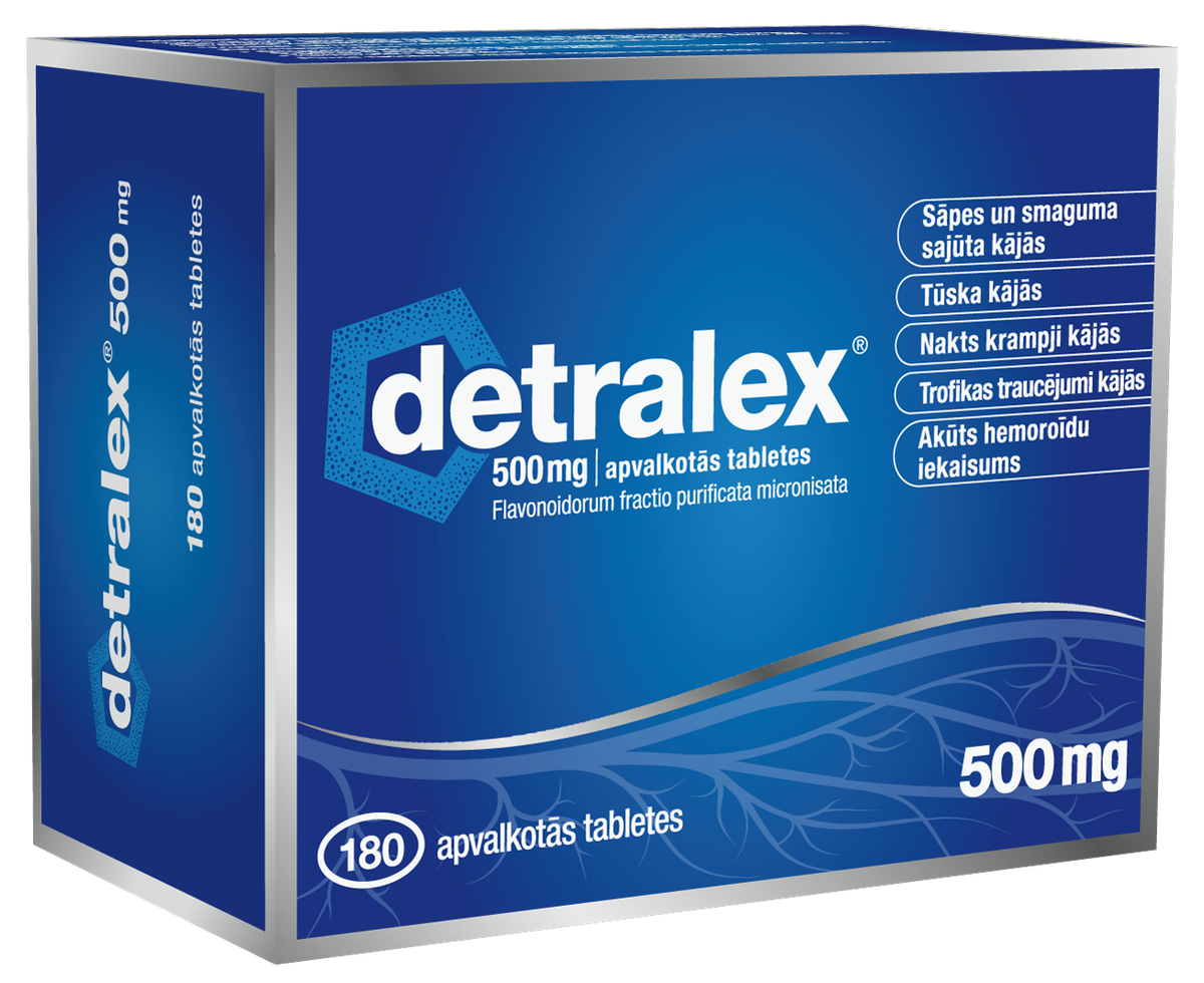 DETRALEX 500 MG apvalkotās tabletes, 180 gab. - Piegāde visā Latvijā ...